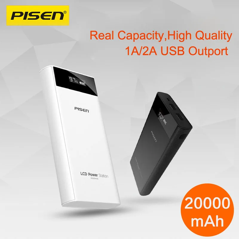 Original PISEN 2A 20000mAh Mobile Power Bank 18650 20000 mah Dual USB ...