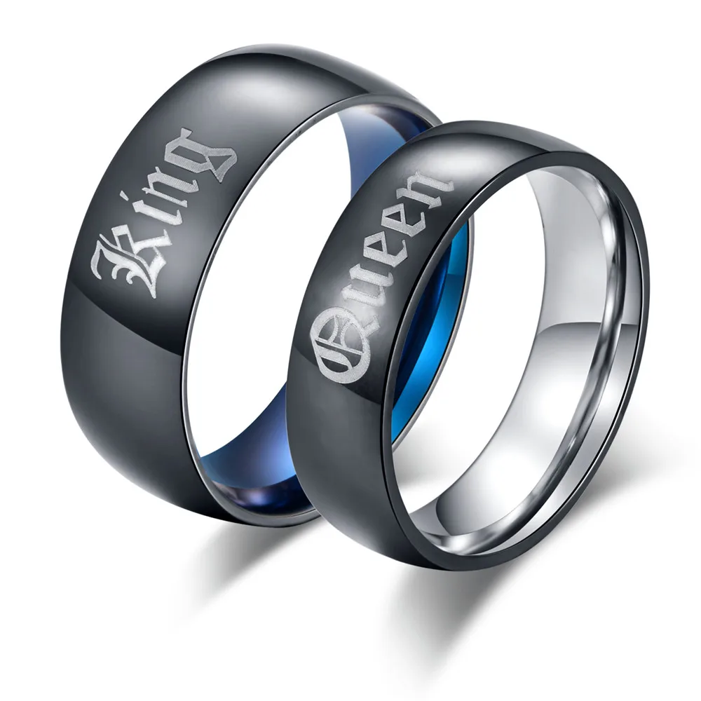 new design "King" and "Queen" Stainless Steel Wedding Band Set ...