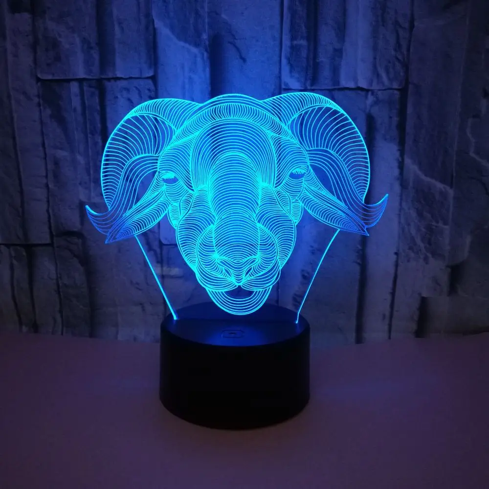 Aliexpress.com : Buy New Animal Sheep Head 3D Table Lamp Lambs Colorful ...