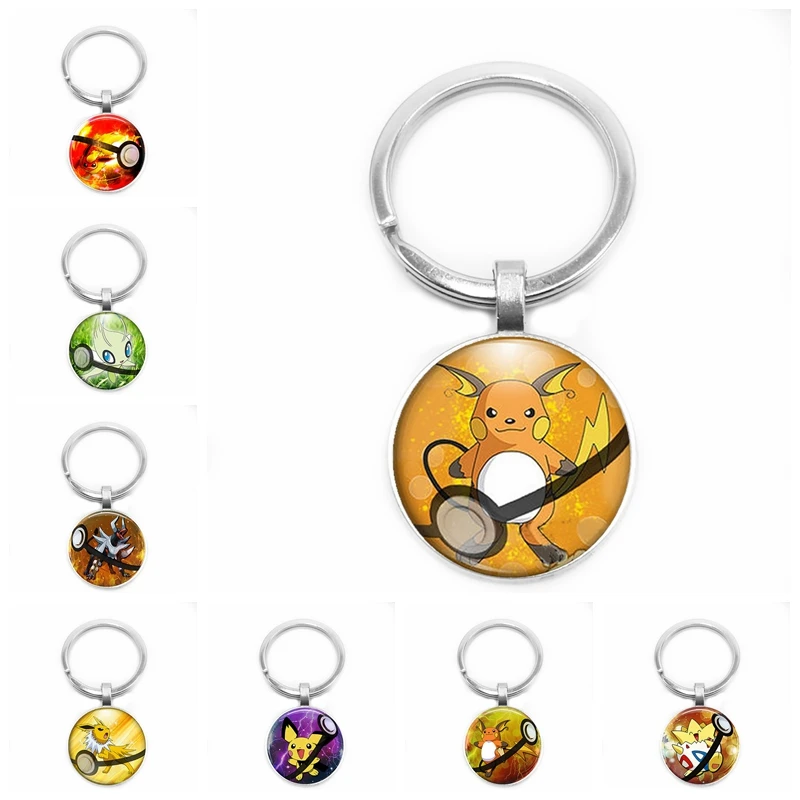 Pokemon Vulpix Vaporeon Pokeball Leafeon Anime Glass Dome Keychain ...