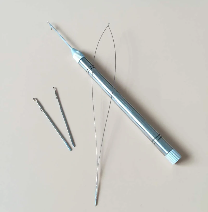 10pcs Stainless Steel Handle Multifunction Pulling Needle Micro Rings Links Loop Hair
