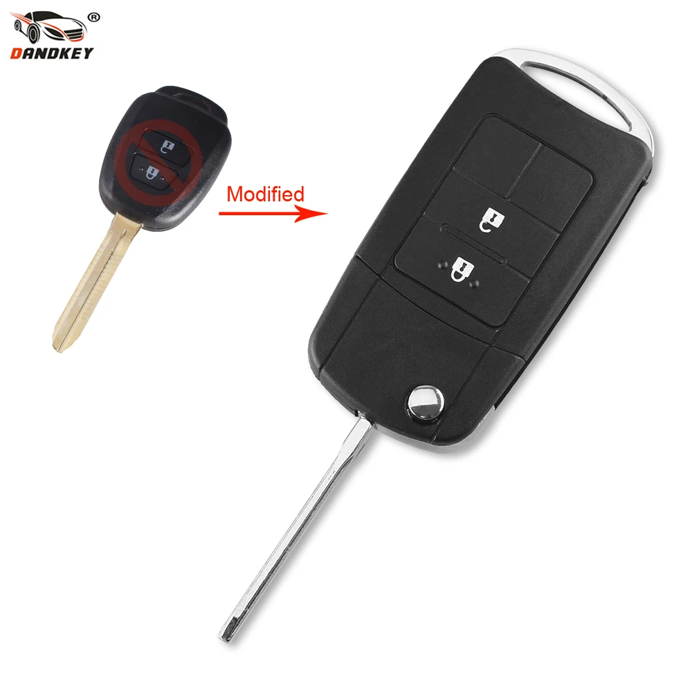 DANDKEY Foldable Remote Key Shell Case Cover 2 Button for Toyota RAV4 ...