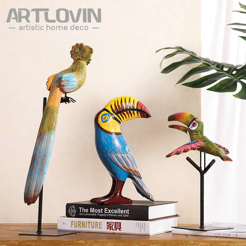 New Arrivial Luxury Color Birds Figurines Artificial Decorative Bird ...