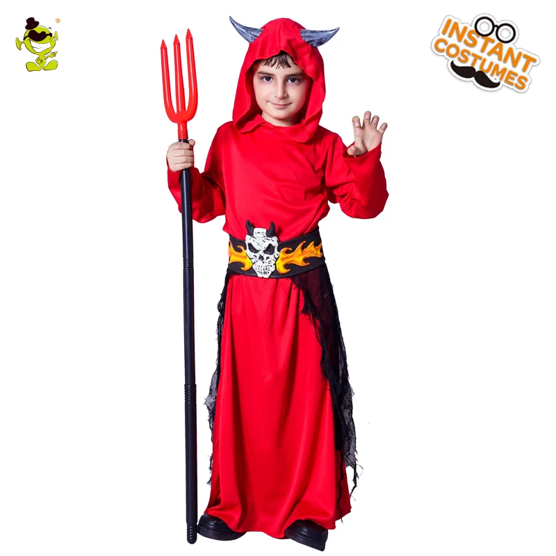 Boys Red Devil Costumes Halloween Masquerade Party Cosplay Fancy Dress ...
