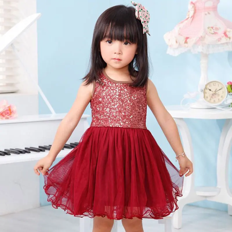 2017 New Summer Girls Sequins Princess Princess Dress Children Dress Up ...