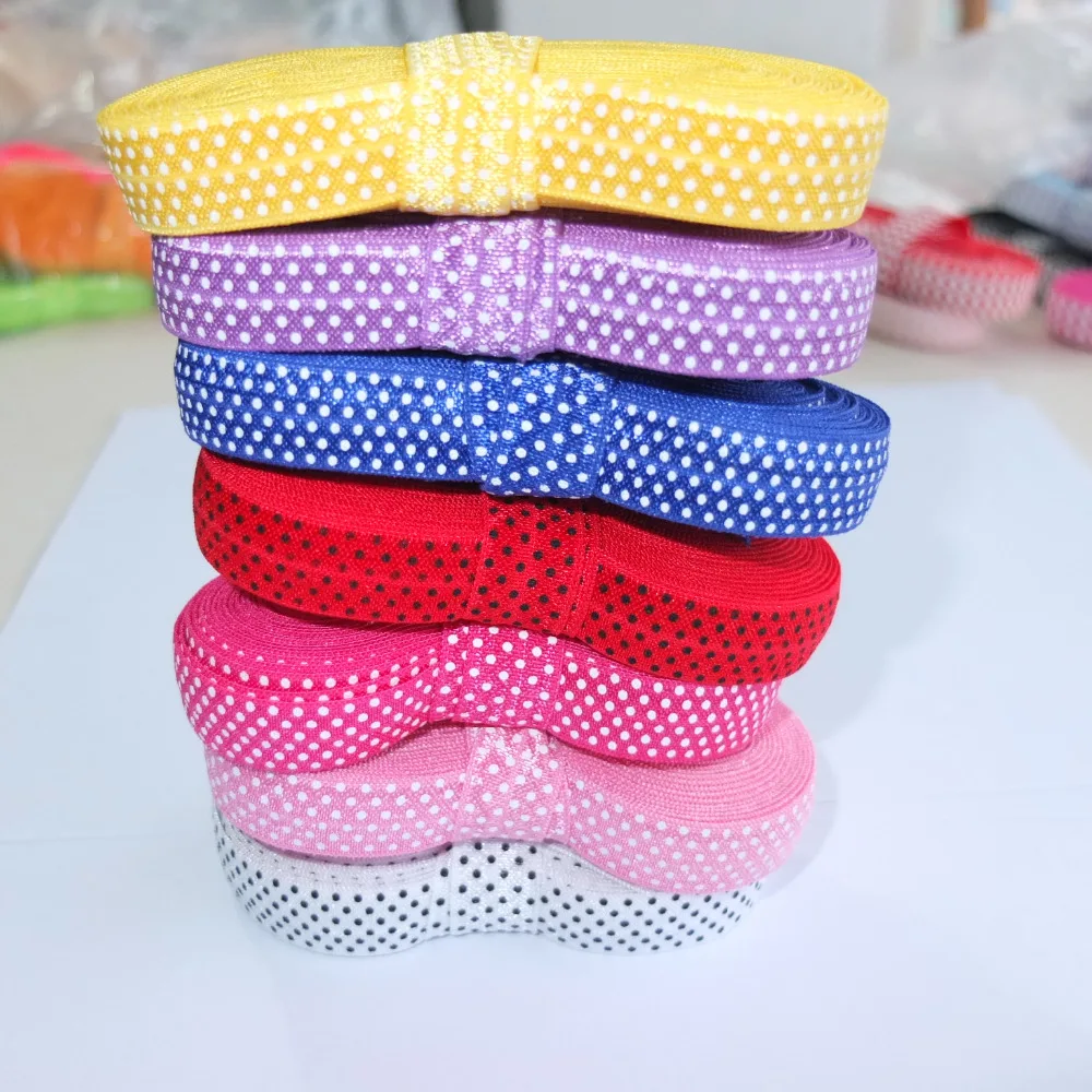 5 Yards Dots Elastic bands 5/8'' FOE Fold Over Elastic Ribbon Apparel ...