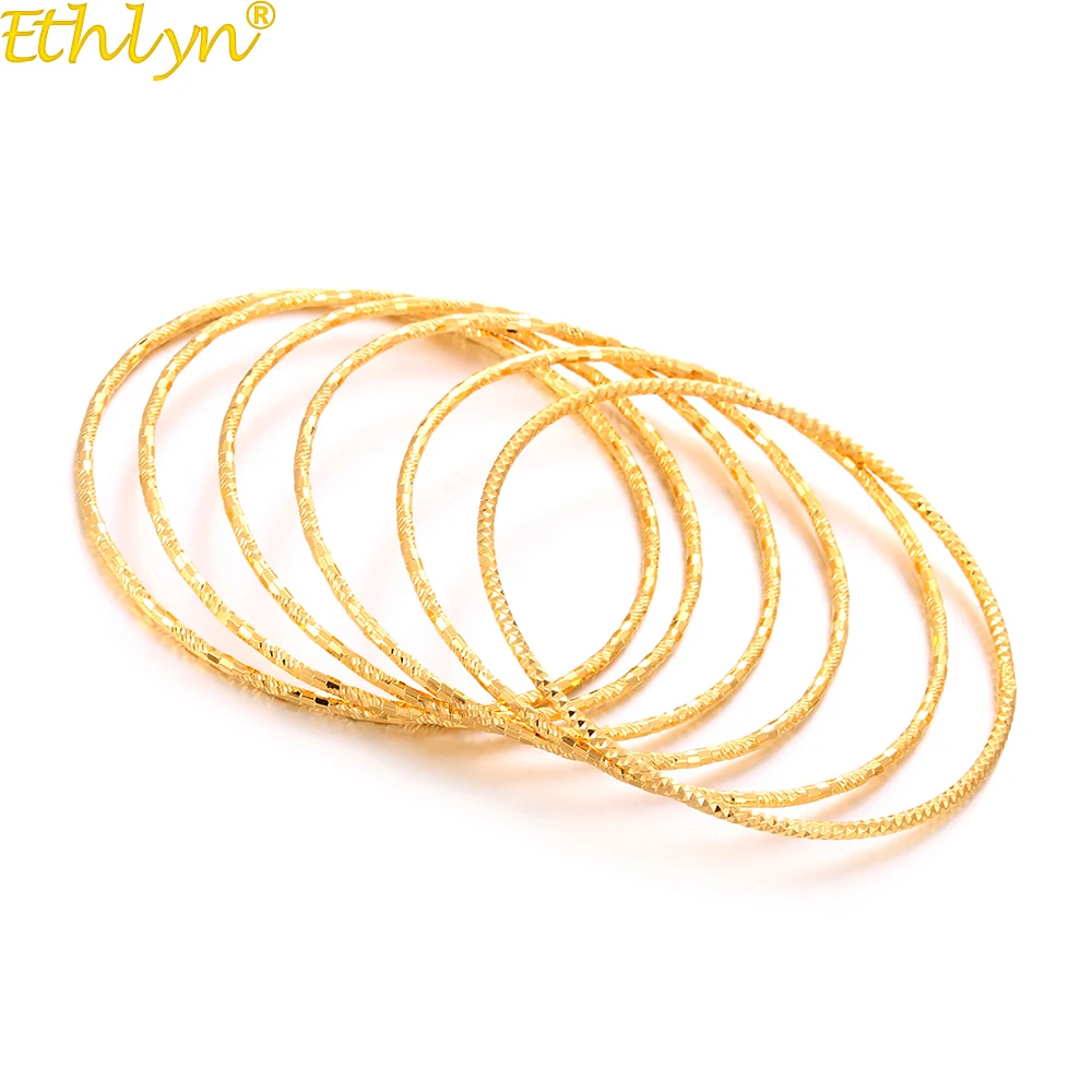 Ethlyn Durable Color 6pcs/Lot Fix Size Bangle for Ladies Gold Color ...