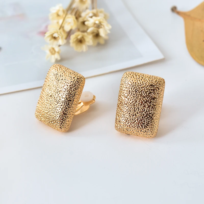 Cute-rectangle-Ear-Clips-for-Girls-square-wedding-women-clip-earings-no ...