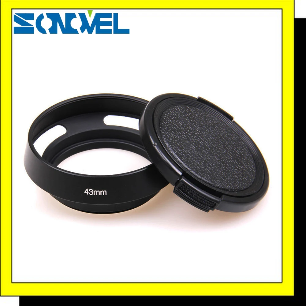 43mm Screw-in Metal Tilted Vented Lens Hood + Lens Cap For Leica M ...