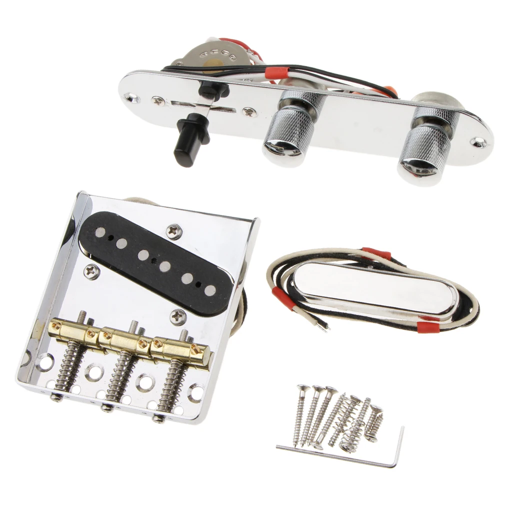 Tooyful Chrome 3 Saddle Bridge W/pickup Assembly For Telecaster ...