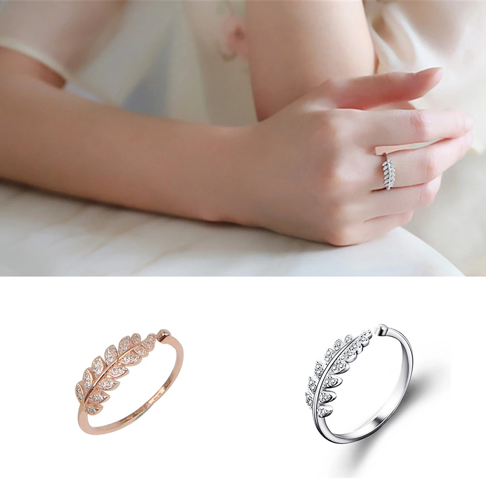 Adjustable Leaves Opening Forefinger Ring Leaf Tail Ring Women Fashion ...