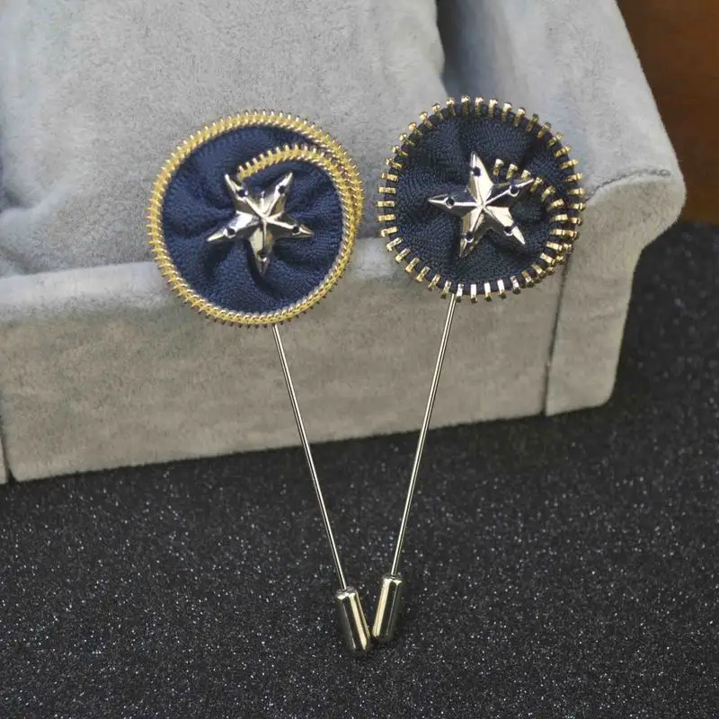 Broche de metal para homens, broche de zíper com alfinete de estrela ...