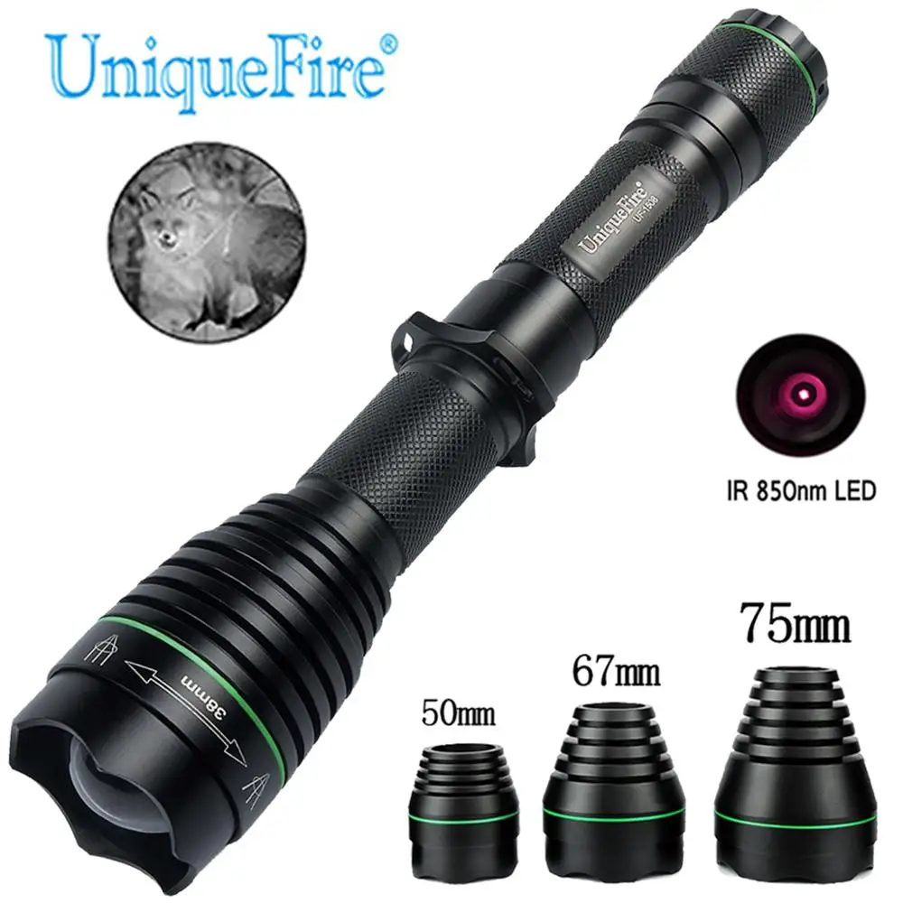 UniqueFire 1508 T38 IR 850nm LED Flashlight Infrared Adjustable Night ...
