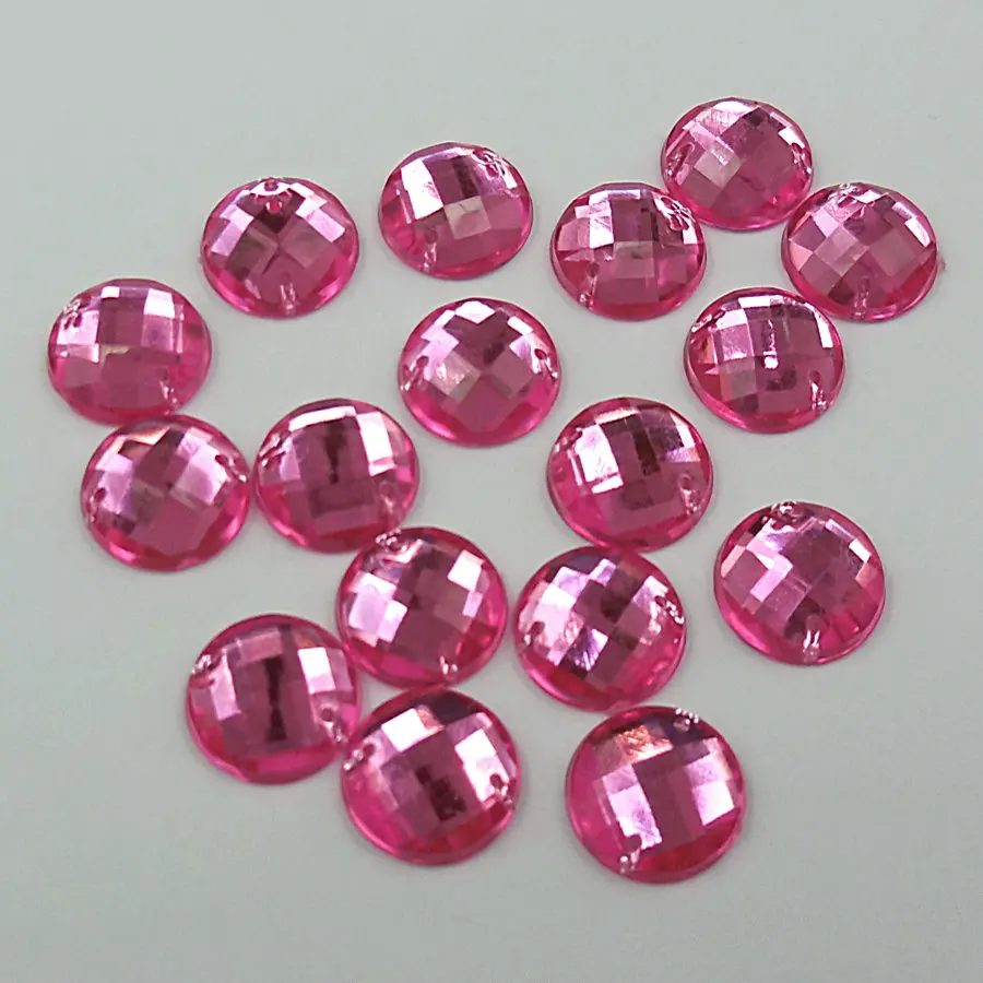 Pink Acrylic Rhinestones 14mm Round Gems Sewing Accessories Decoration ...