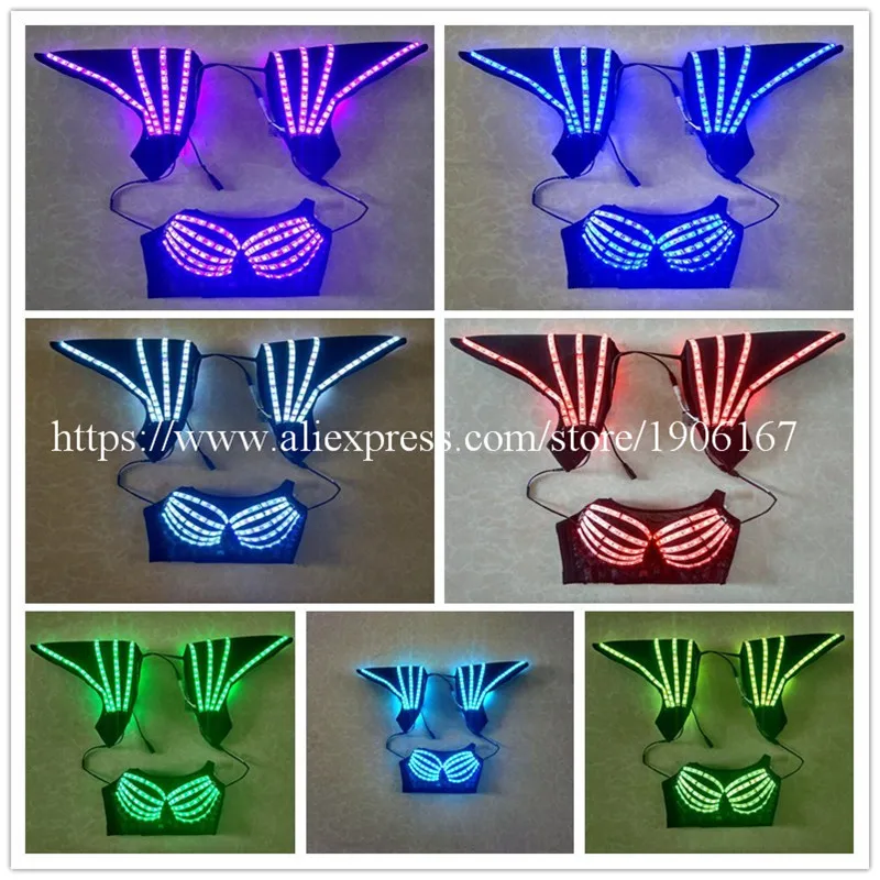 Full-Color-LED-Light-Costumes-Clothes-Luminous-Sexy-Vest-And-Bra-For ...