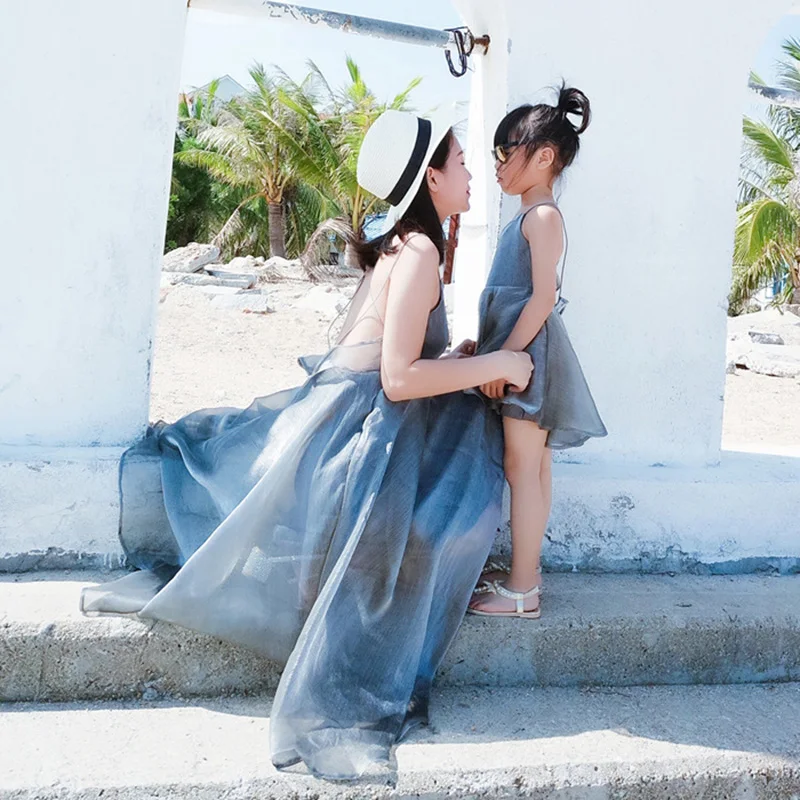 Mother Daughter Sundress Backless Family Look Swimsuit Beachwear Family ...