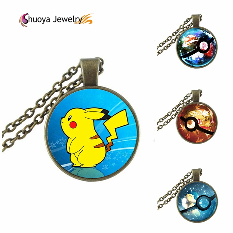 Pokemon colgante collar B & M 2016 Nuevo collar de cristal redondo de ...