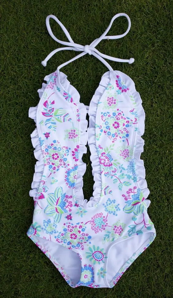 2-6Y Baby Girls Swimwear Flower Design Swimsuit Child Bikini Children ...