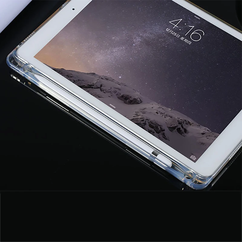 Clear Crystal Transparent Soft TPU With Pen Holder Case For iPad Air 1 ...