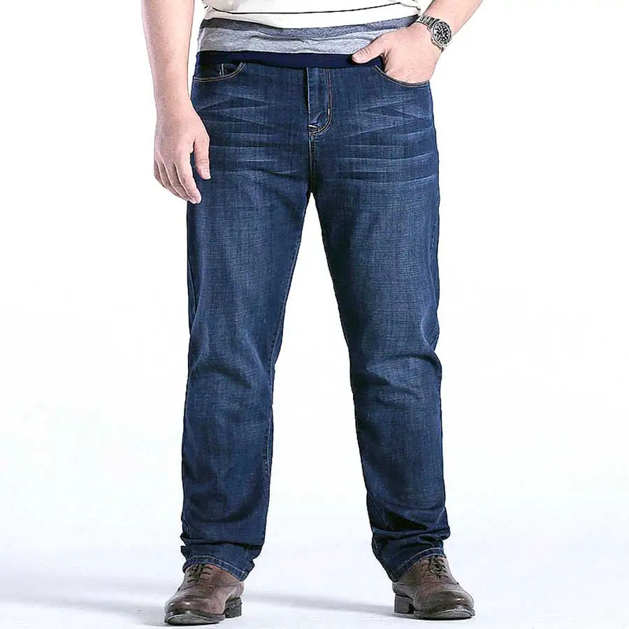 Summer Plus Size Thin Jeans Men Comfortable Relaxed Fit Classic Straight Lightweight Male