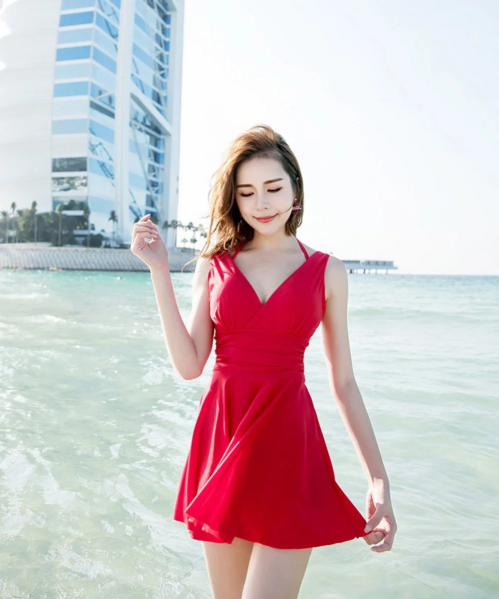 YOUYOU Solid Swimsuit 2018 Summer Deep V Bikini Set Women SEXY One ...