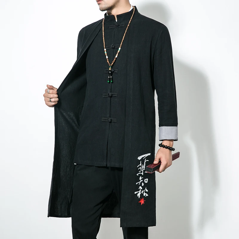 5XL Long Length Jacket Men Trench 2017 Cotton Linen Fabric Male ...