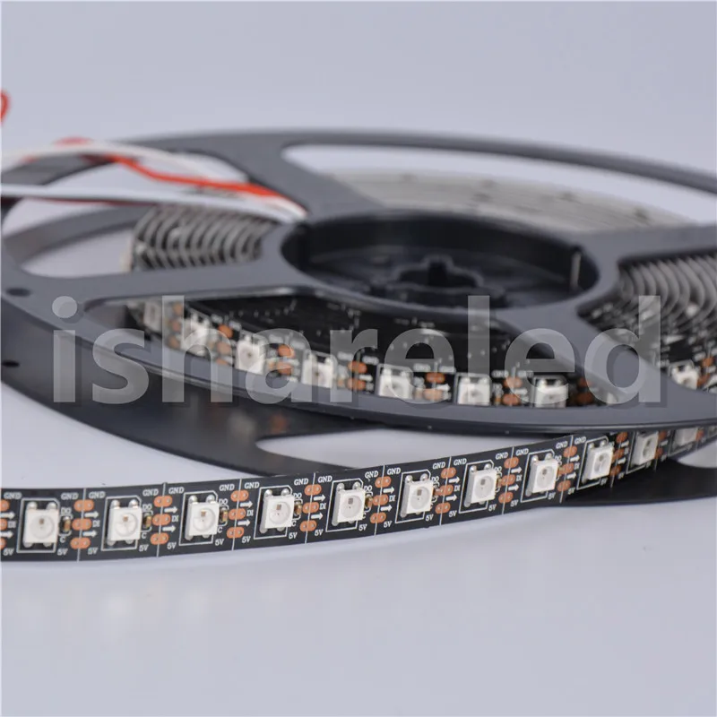 50M 10x5M 5V SK6812 WS2812B 74LEDs/m WHITE/BLACK PCB 5050 SMD RGB Dream ...