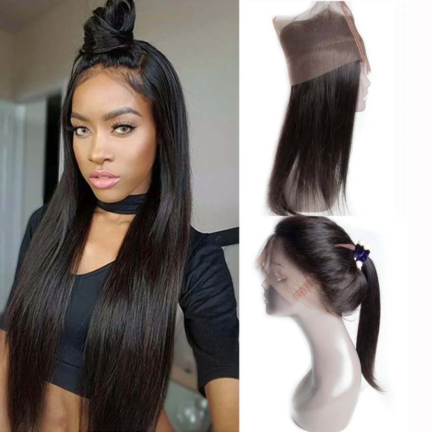 8A 360 Lace Frontal Closure With Baby Hair Peruvian Straight Hair Lace ...