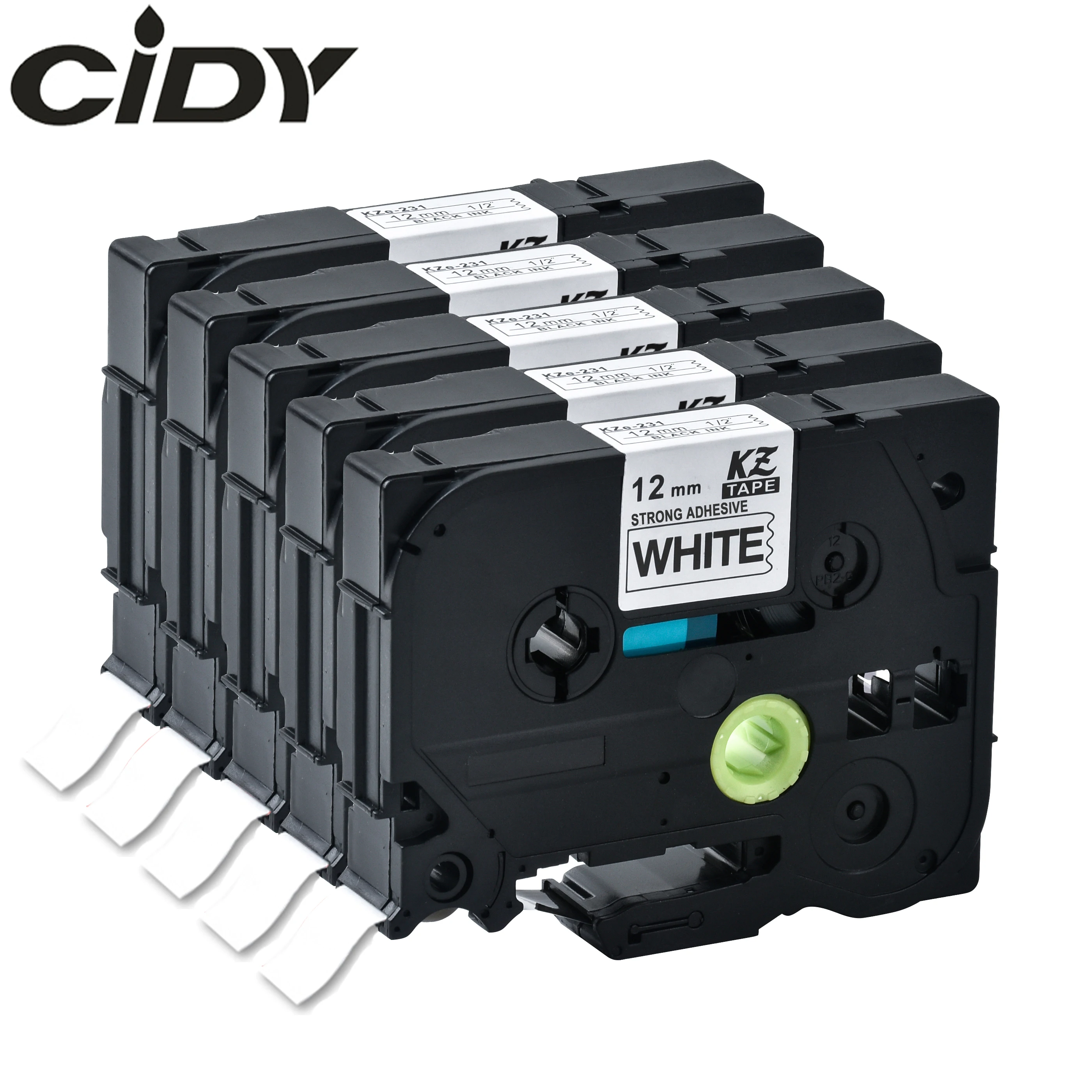Cidy 5pcs 흰색 강한 접착 테이프 12mm tze S231 TZe S231 호환 brother p touch 프린터 tz ...