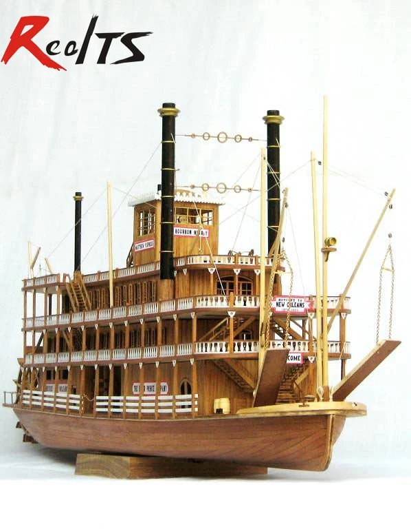 Scale wood boat 1/100 classic wooden steam ship USS Mississippi 1870 ...