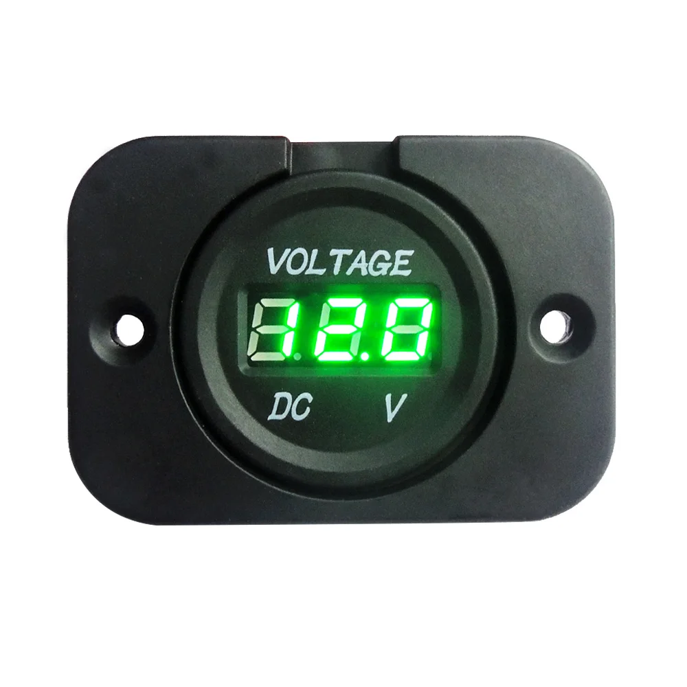 Dc12v-24v Green Waterproof Led Digital Display Voltmeter Socket For ...
