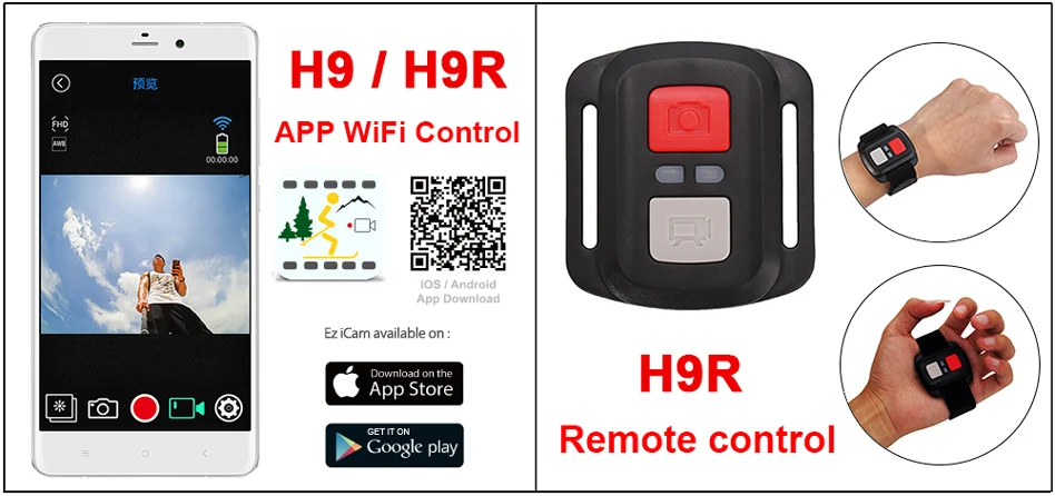 Eken Remote Control For Action Camera For For H9/h9r H3/h3r S9r Support ...