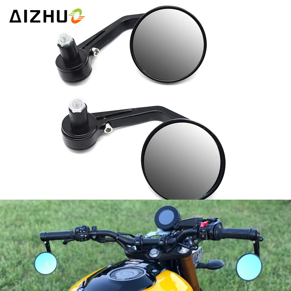 7/8'' Motorcycle Cafe Racer Rearview Mirror Aluminum Handlebar End Rear ...
