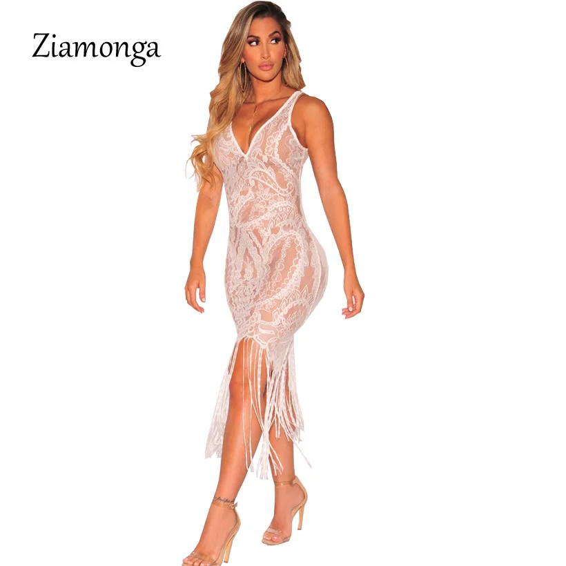 Ziamonga Sexy Hollow Out Lace Maxi Dress 2018 Summer Beach Party See