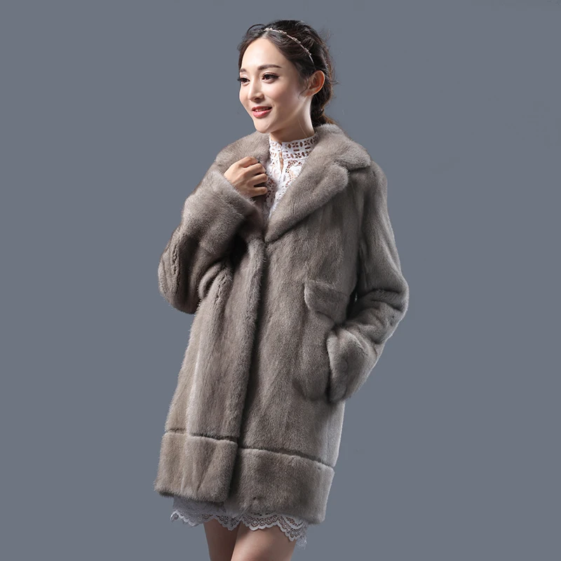 black natural mink fur coat rcheap price sale turn down collar real ...