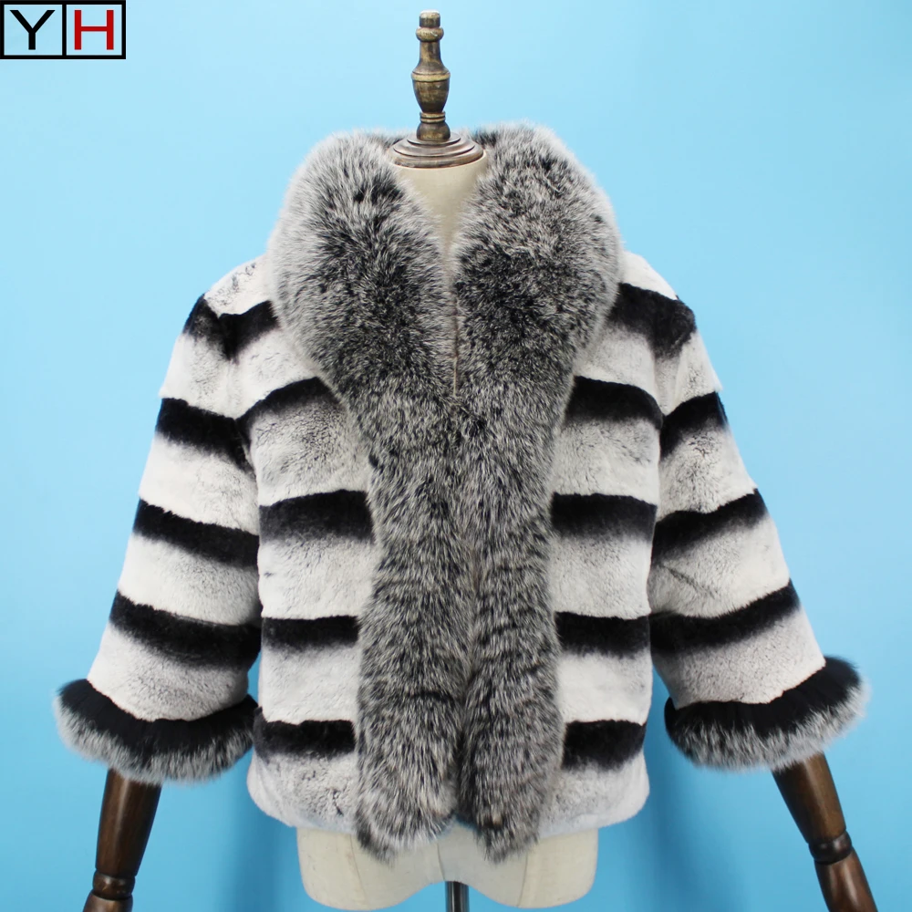 2017 hot sale women natural real rex rabbit fur coat 100% genuine rex ...