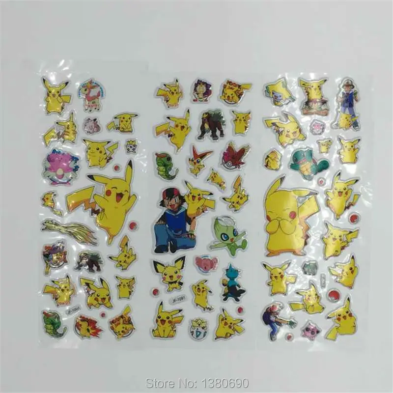 100sheets Pikachu Stickers for Wall Decor on Laptop Despicable Pokemon ...