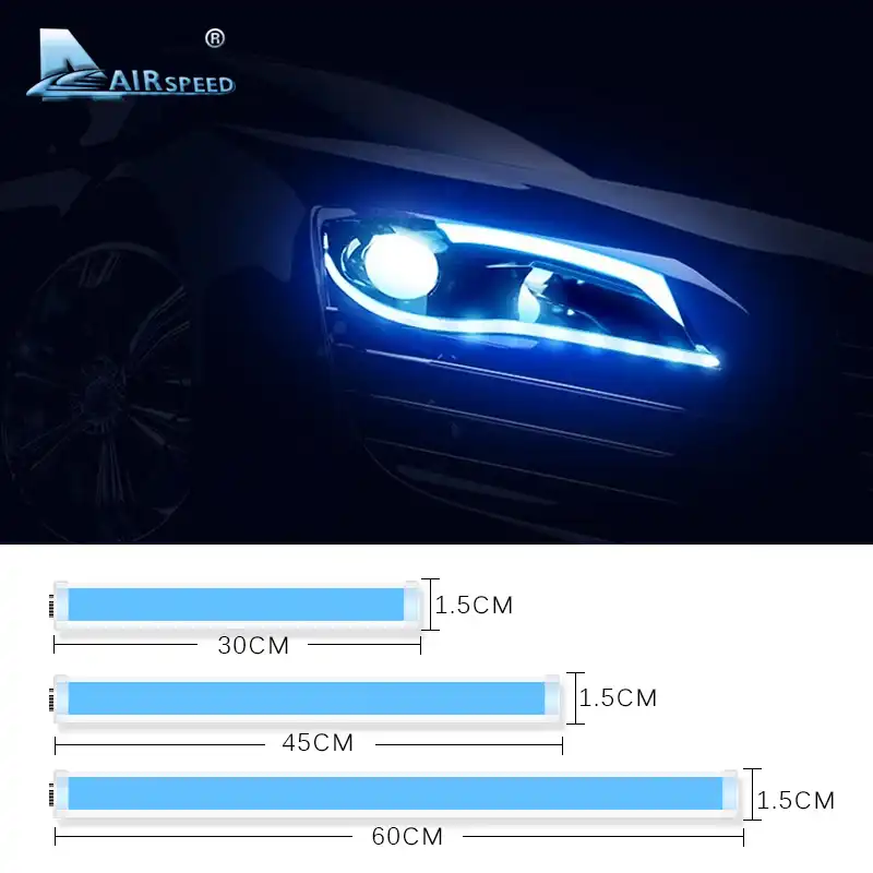 Car LED DRL Headlight Strip Daytime Running Lights Turn Signal Lamp for ...