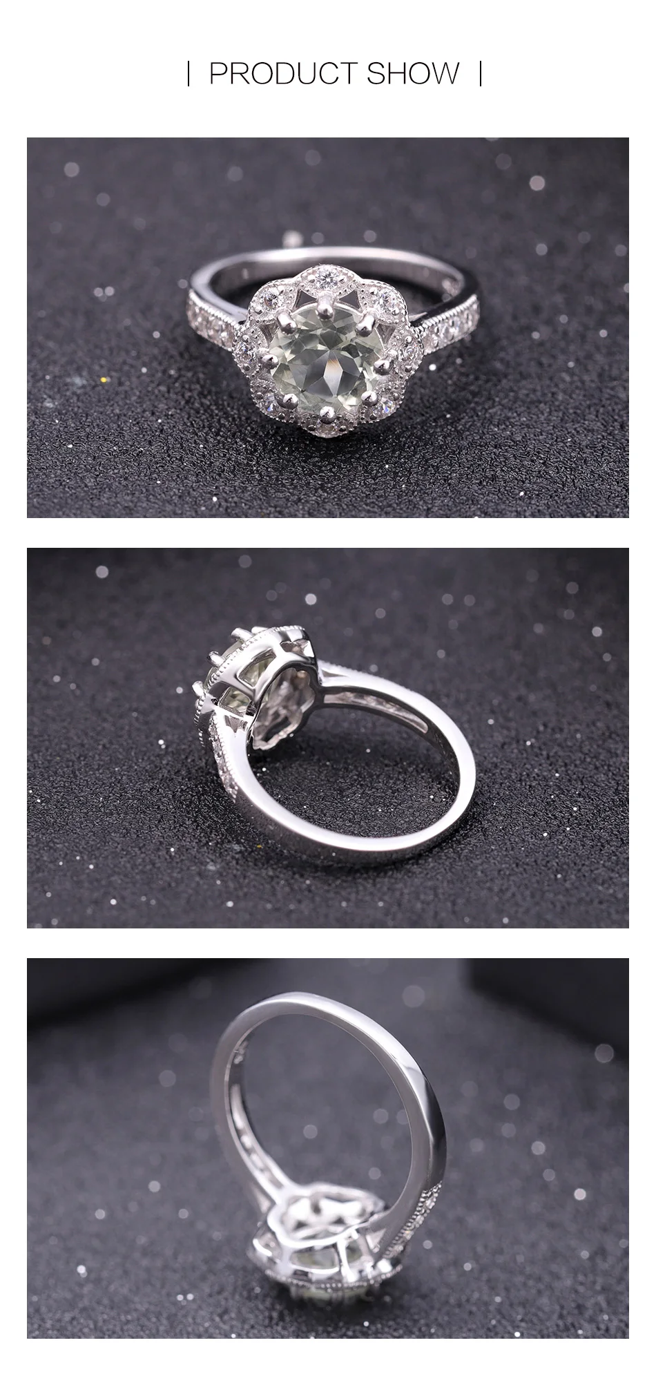 GEM'S BALLET 2.04Ct натуральное зеленое Помолвочное кольцо с аметистом кольцо для женщин из ...