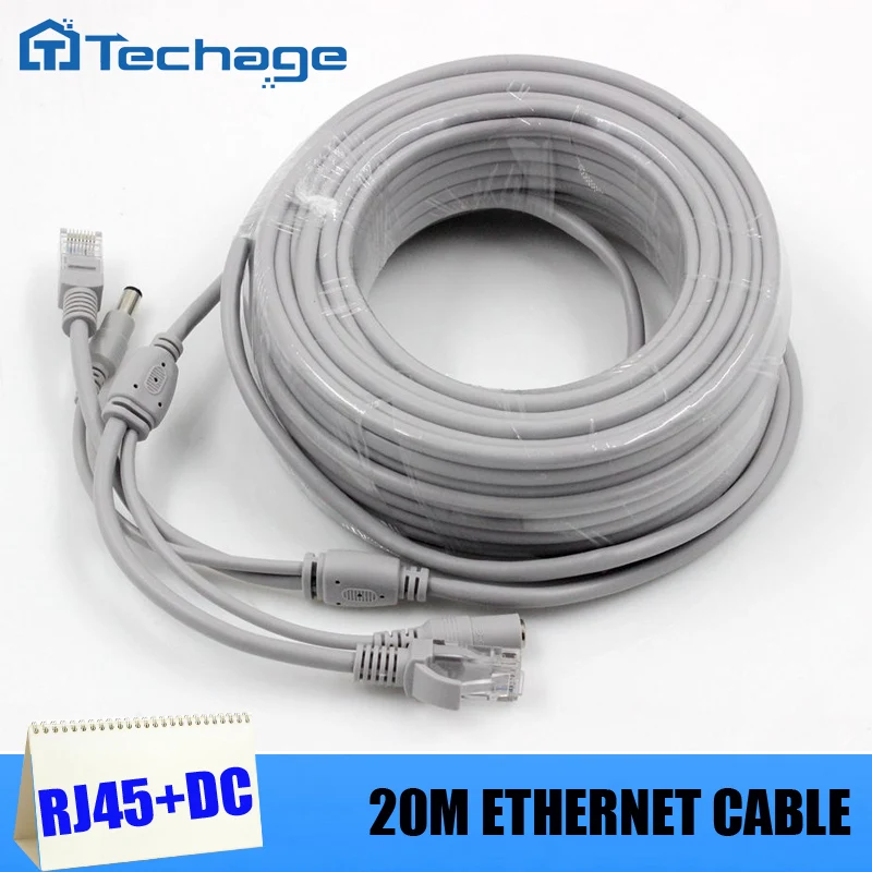 CAT5/CAT 5e 20 M/66ft Cable Ethernet RJ45 + DC Power CCTV Cable Lan red De Cámaras IP Sistema ...