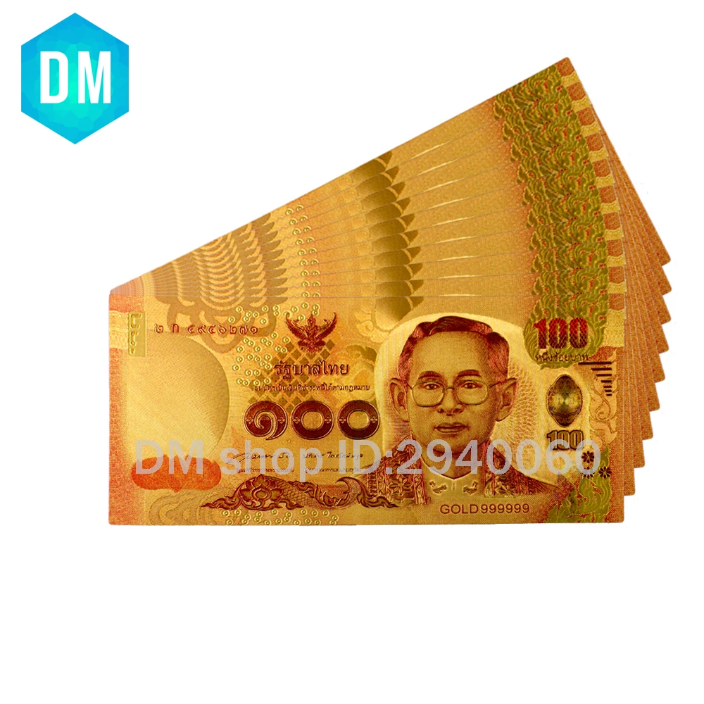 Thailand Colorful 24K Gold Banknote 999.9 Gold Plated 100 Baht ...