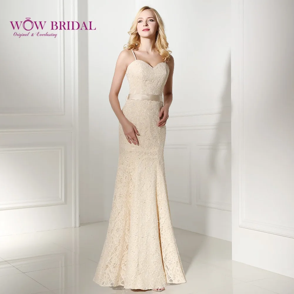Wowbridal Graceful Beige Evening Dress 2016 Sweetheart Zipper Back Lace ...
