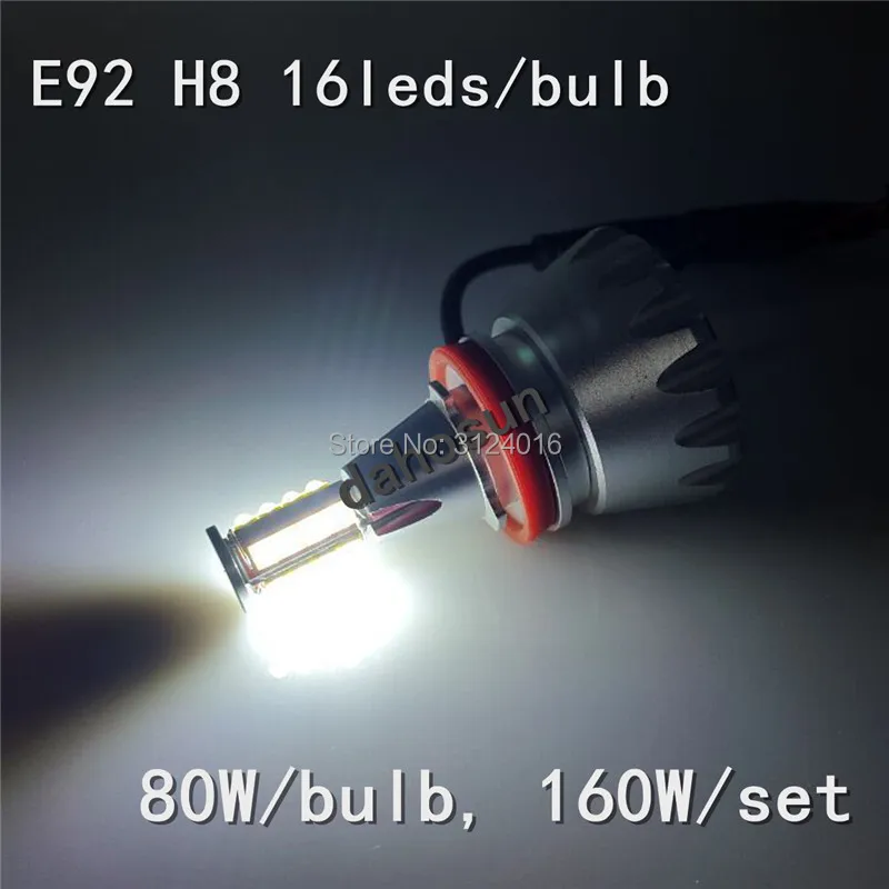 2PC X LED 천사 눈 4 사이드 빔 80W 160W H8 E92 XBD XPE XTE 3000lm BMW 1 시리즈, 3 ...