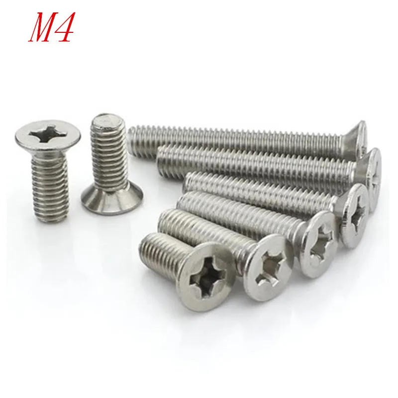 100pcs GB819 m4 stainless steel flat contersunk head machine screw M4*6 ...