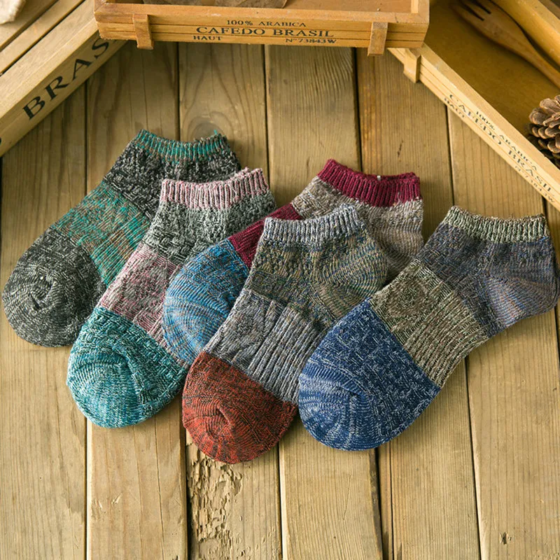 ZDL-357-Men-s-Thick-Line-Retro-Ideas-Spell-Color-Socks-Casual-Short ...