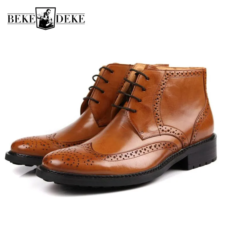 Luxury-Business-Men-Ankle-Boots-Retro-Brogue-Genuine-Leather-Office ...