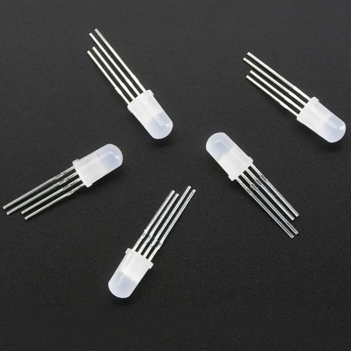 (100PCS/Lot) APA106 F5 LED Chip 5mm Round Hat RGB with APA-106 Chipset ...