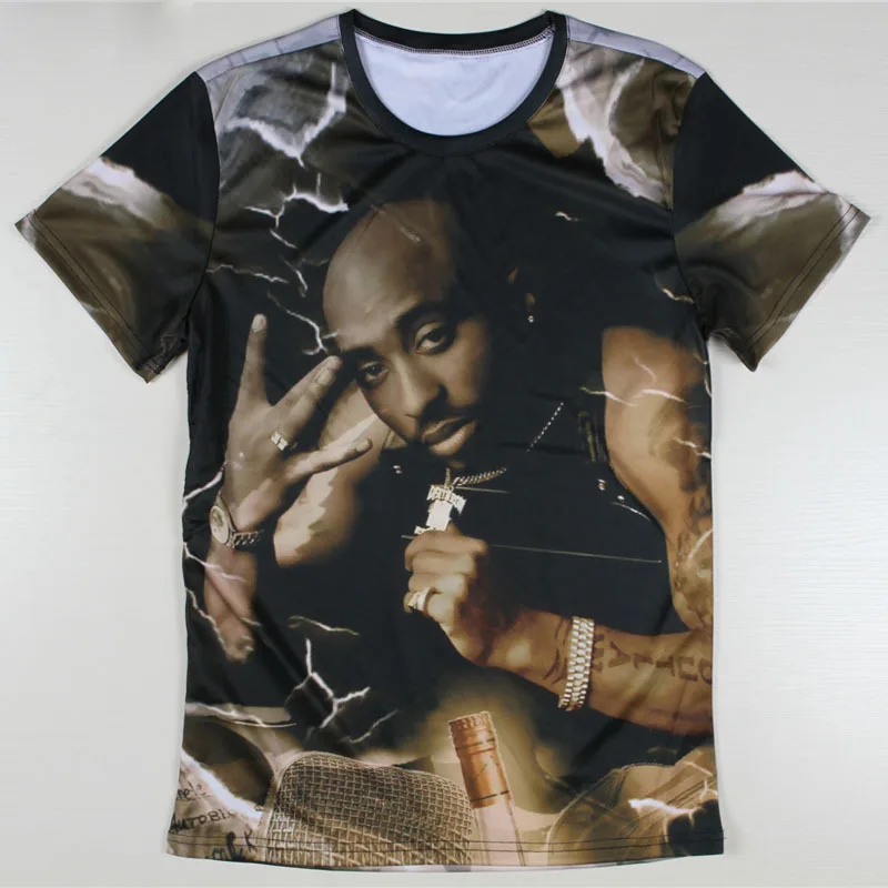 New Fashion Men Tupac Shakur 2Pac T Shirts Harajuku Shirts Casual 3D ...