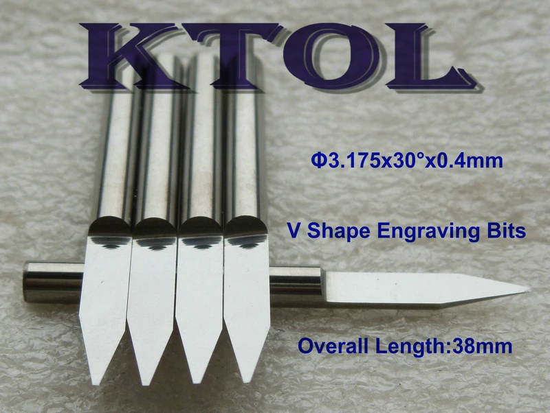 3.175x 0.4mm 30 Degree V Router Bit CNC Carving Engraving Cutters ...