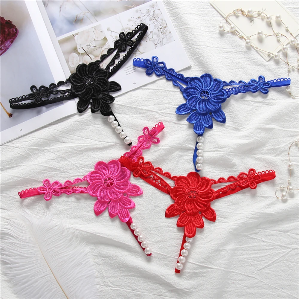 5pcs Lot Women Sexy Panties Lovely Beading Thongs Female Lingerie Sex